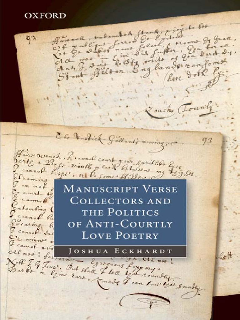 Eckhardt, Joshua - Manuscript Verse Collectors and The Politics of Anti ...