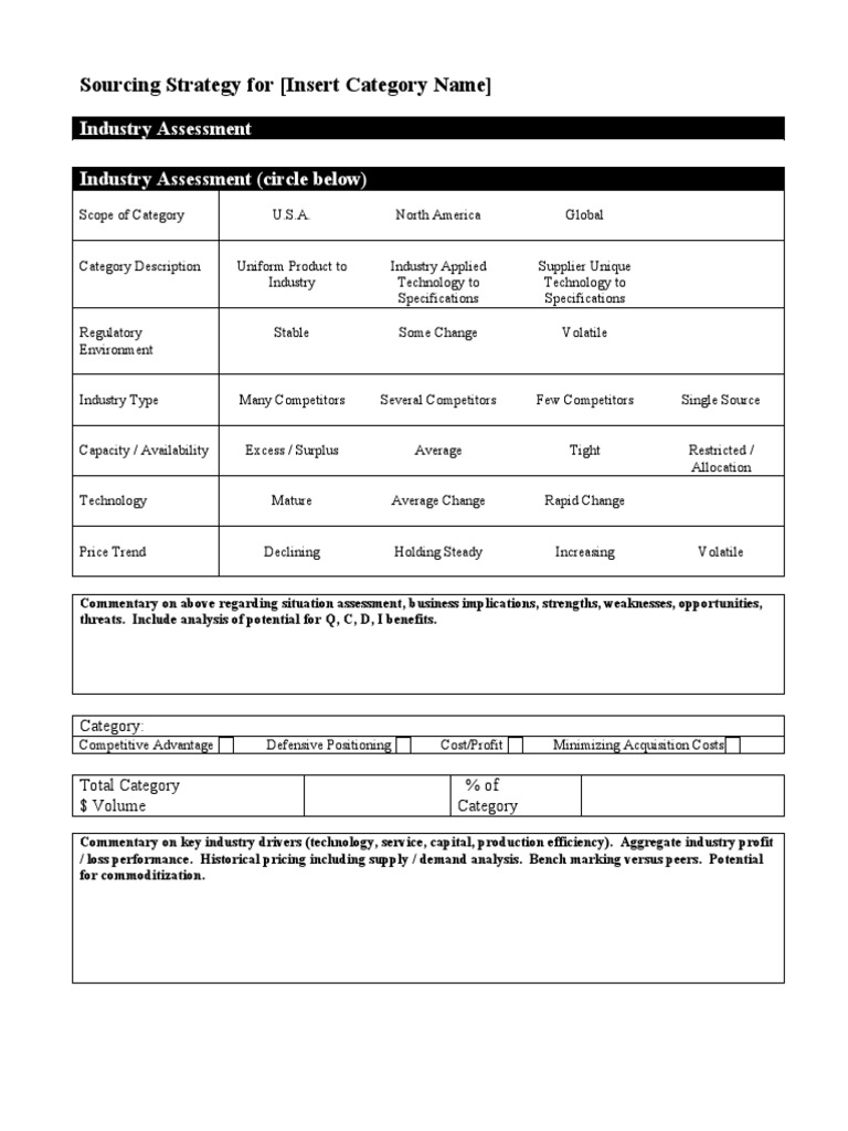 Sourcing Strategy For (Insert Category Name) : Industry Assessment ...