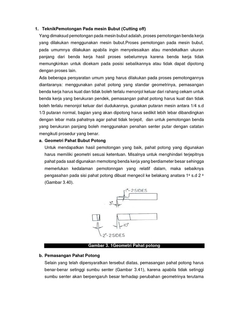 8.. Pemotongan Pada Mesin Bubut | PDF | Teknologi & Rekayasa