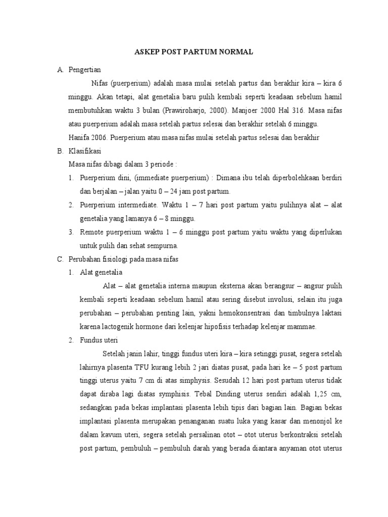 Askep Post Partum Normal | PDF