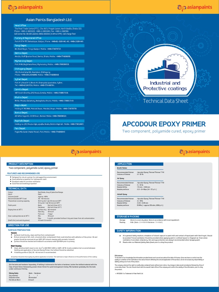 Apcodour Epoxy Primer: Technical Data Sheet | PDF | Epoxy | Paint