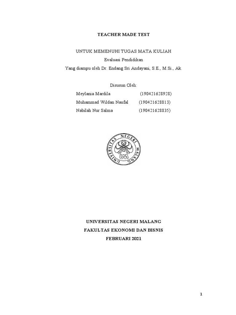 Kelompok 3 - Teacher Made Test | PDF