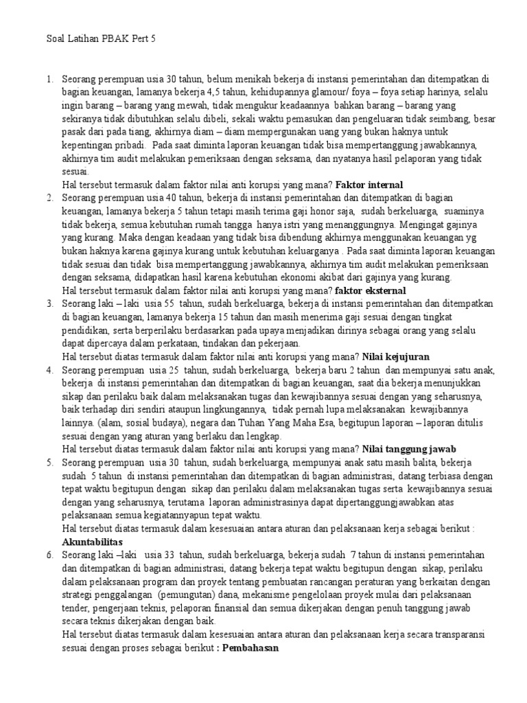 Soal Latihan PBAK Pert 5 | PDF | Karier & Perkembangan