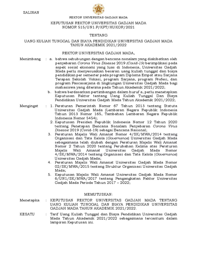 Skr-515-2021-Salinan SK Ukt-Iup 2021 2022 | PDF