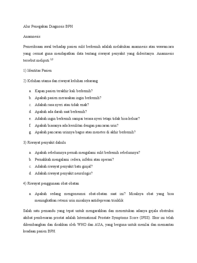 Alur Penegakan Diagnosis BPH | PDF