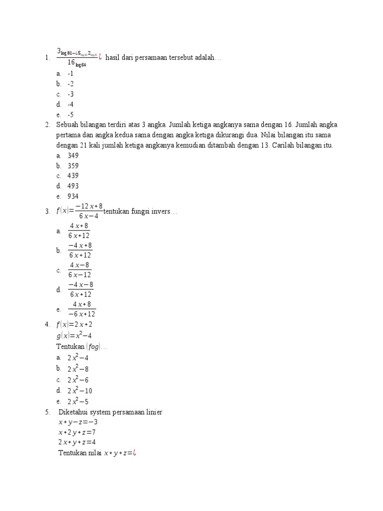 Latihan Soal US Matematika | PDF