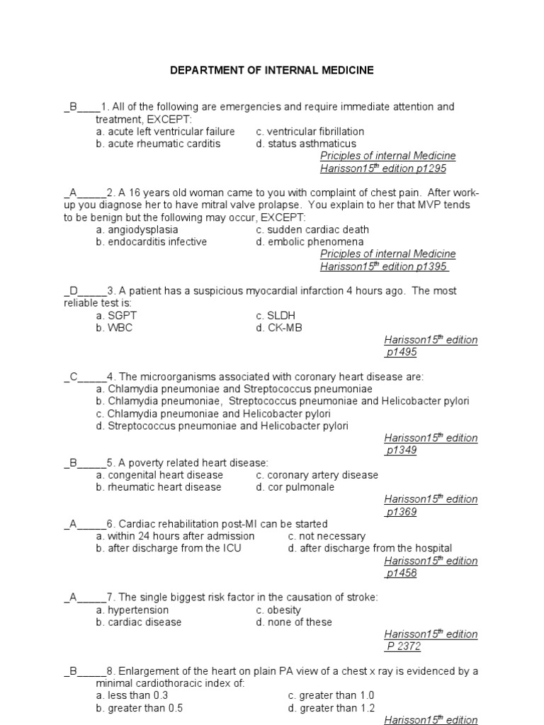 Internal Medicine Exam Practice Questions | PDF | Liver | Bile