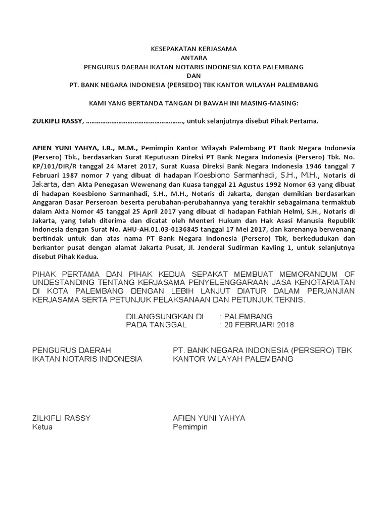 Draft Mou Notaris | PDF