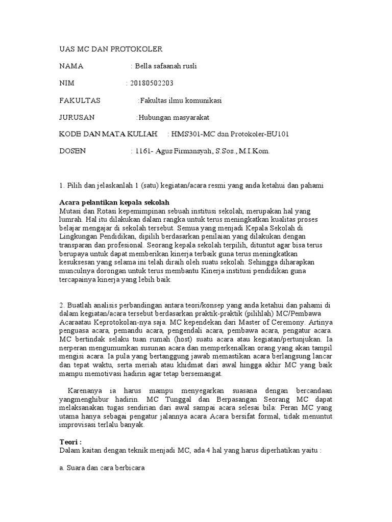 Uas MC Dan Protokoler | PDF