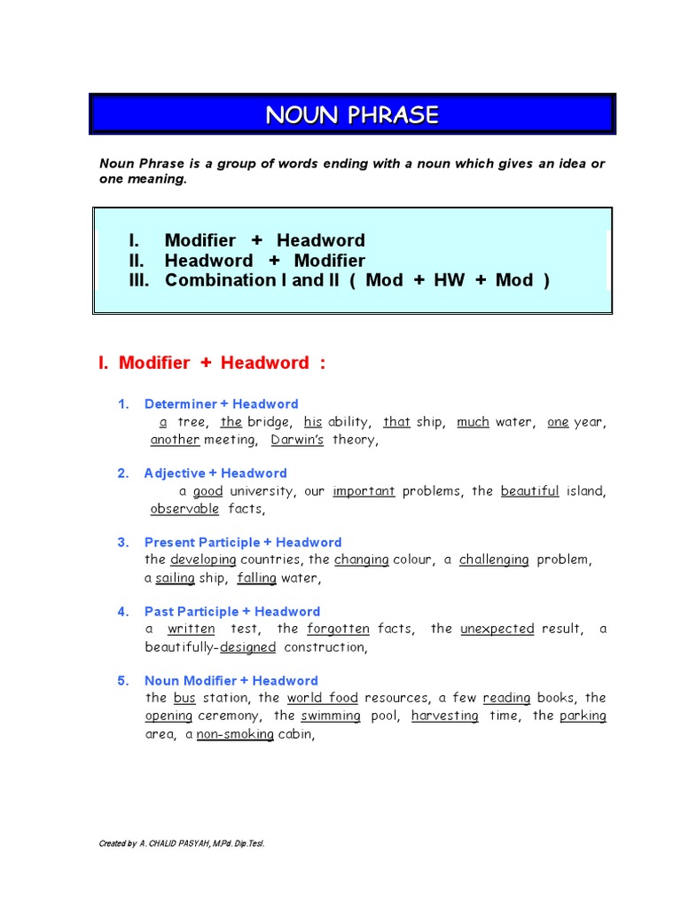 3.noun PHR & STC Pattern | PDF | Verb | English Language