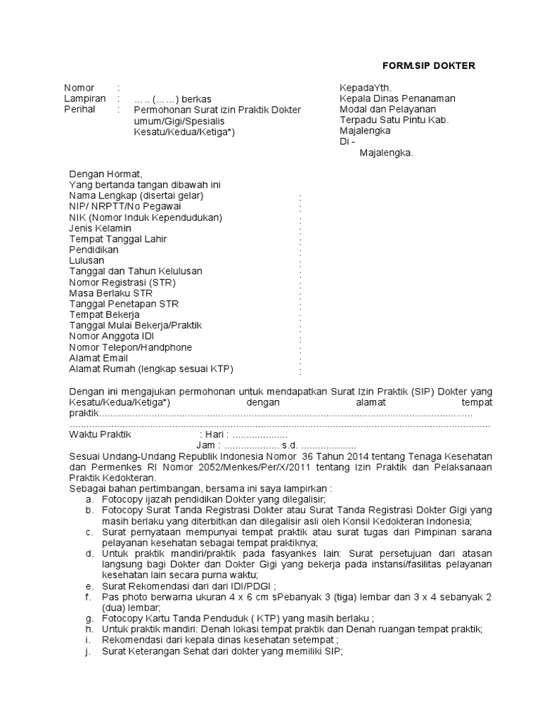 Form SIP Dokter | PDF