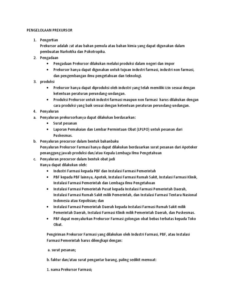Pengelolaan Prekursor | PDF
