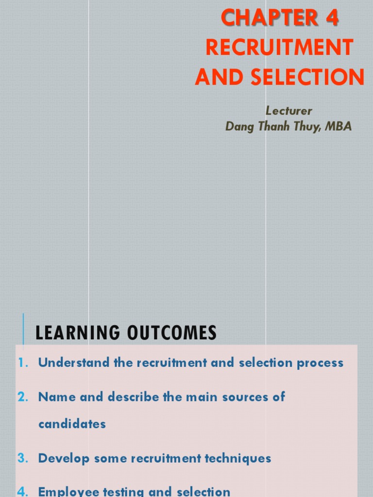 Chapter4 - Recruitment and Selection | PDF | Recruitment | Interview