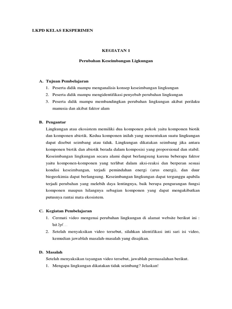 LKPD Eksperimen | PDF | Karier & Perkembangan | Kesehatan Holistik