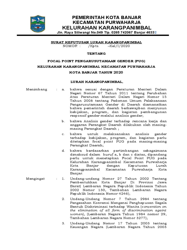 SK FOcal Point Kel. Karpan 2020 | PDF