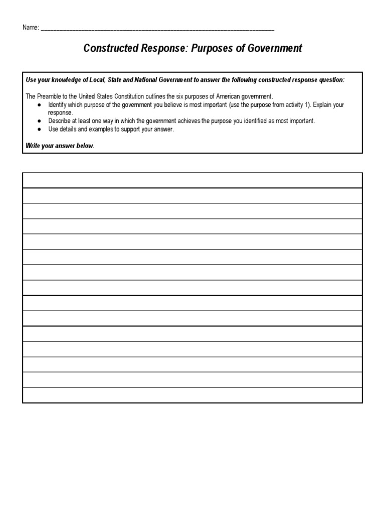 Unit 1 - Module 1 CR Purposes of Government | PDF