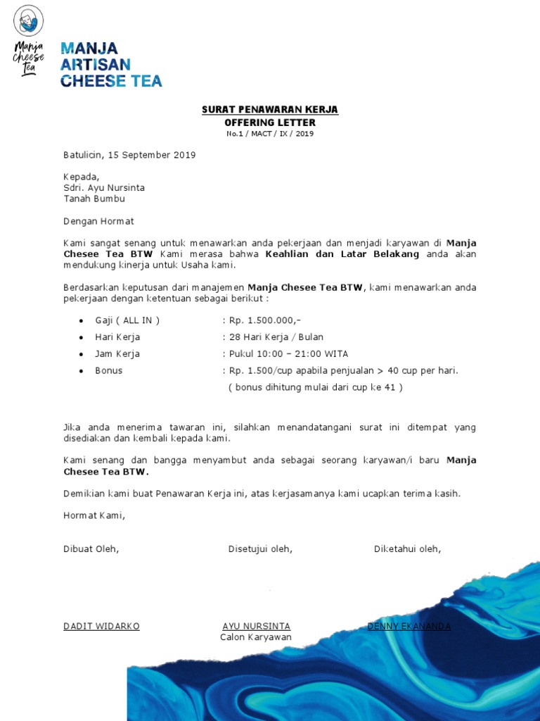 Surat Penawaran Kerja Karyawan Baru | PDF