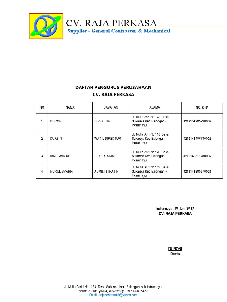 Daftar Pengurus | PDF