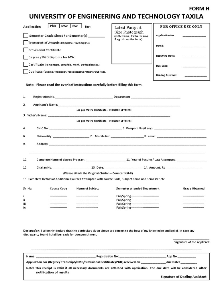 Degree-Transcript - SGS-Provisional Form (Form H) | PDF | Business