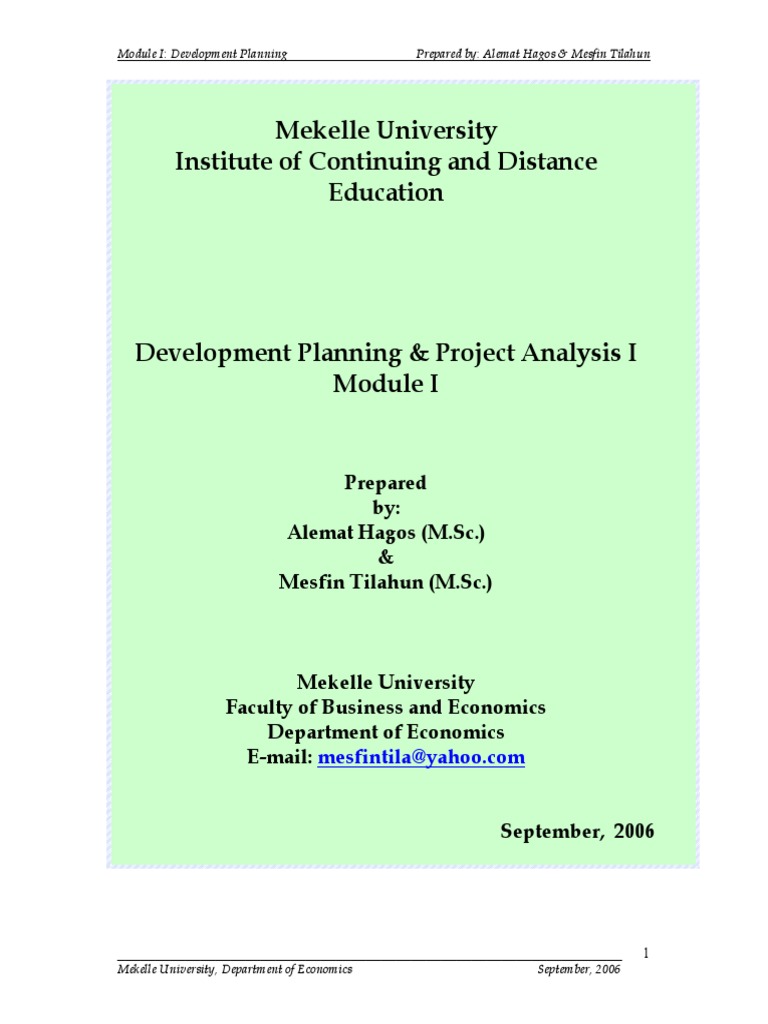 Development Planning and Project Analysis I Module I | PDF | Capitalism ...