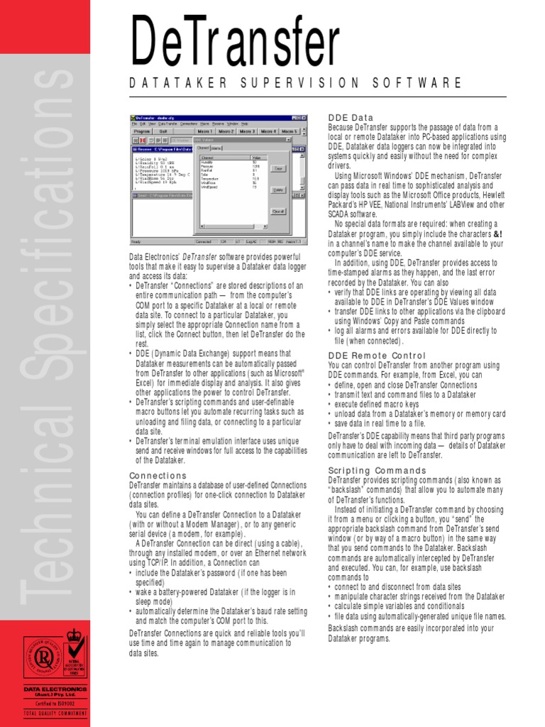 Detransfer: Datataker Supervision Software | PDF | Microsoft Windows | Scripting Language