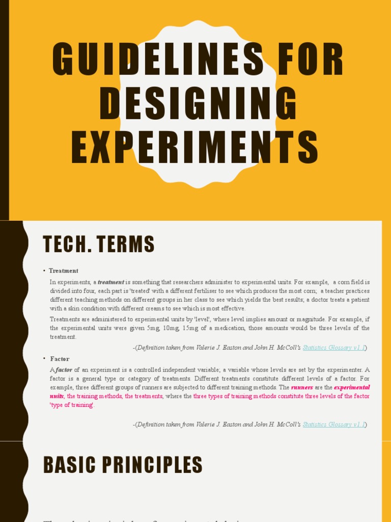 Guidelines For Designing Experiments | PDF | Design Of Experiments | Experiment