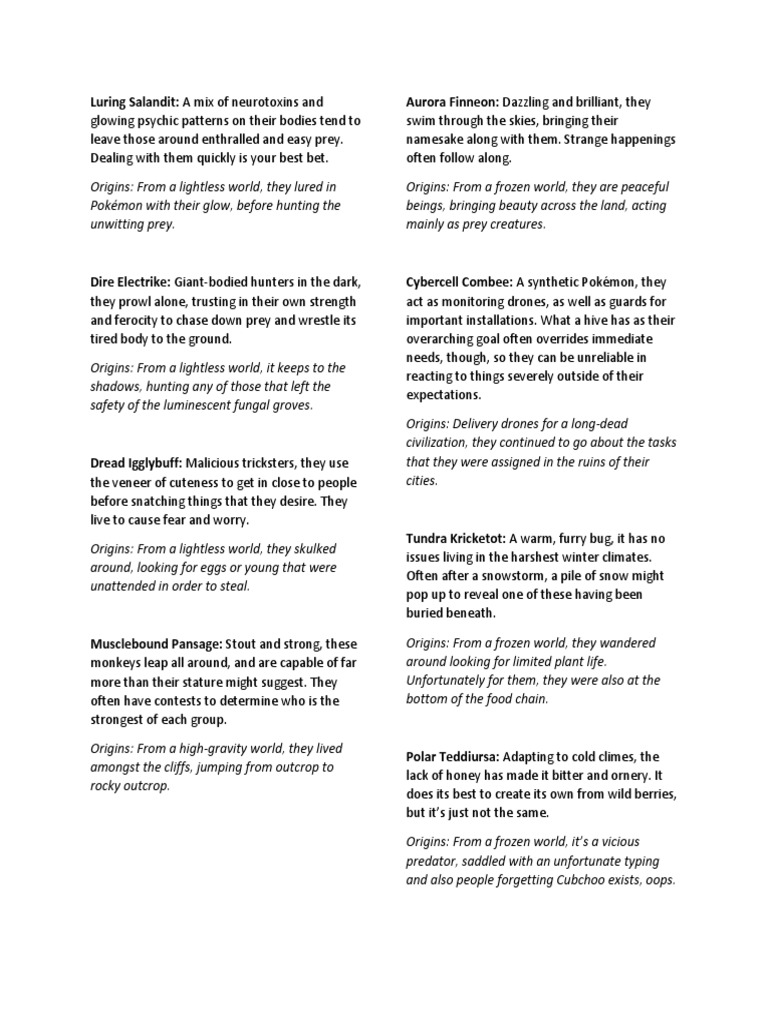 Variant Fluff - Pokémon Tabletop United 1.05 | PDF | Predation | Volcano