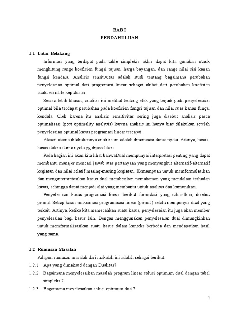 Dualitas Dan Bentuk Primal | PDF | Metode & Bahan Ajar