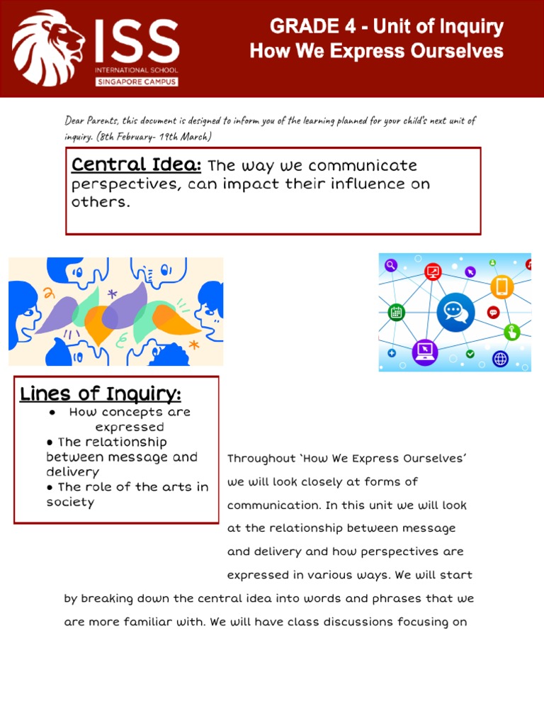 Unit Letter - Grade 4 - How We Express Ourselves 1 | PDF | Literacy ...
