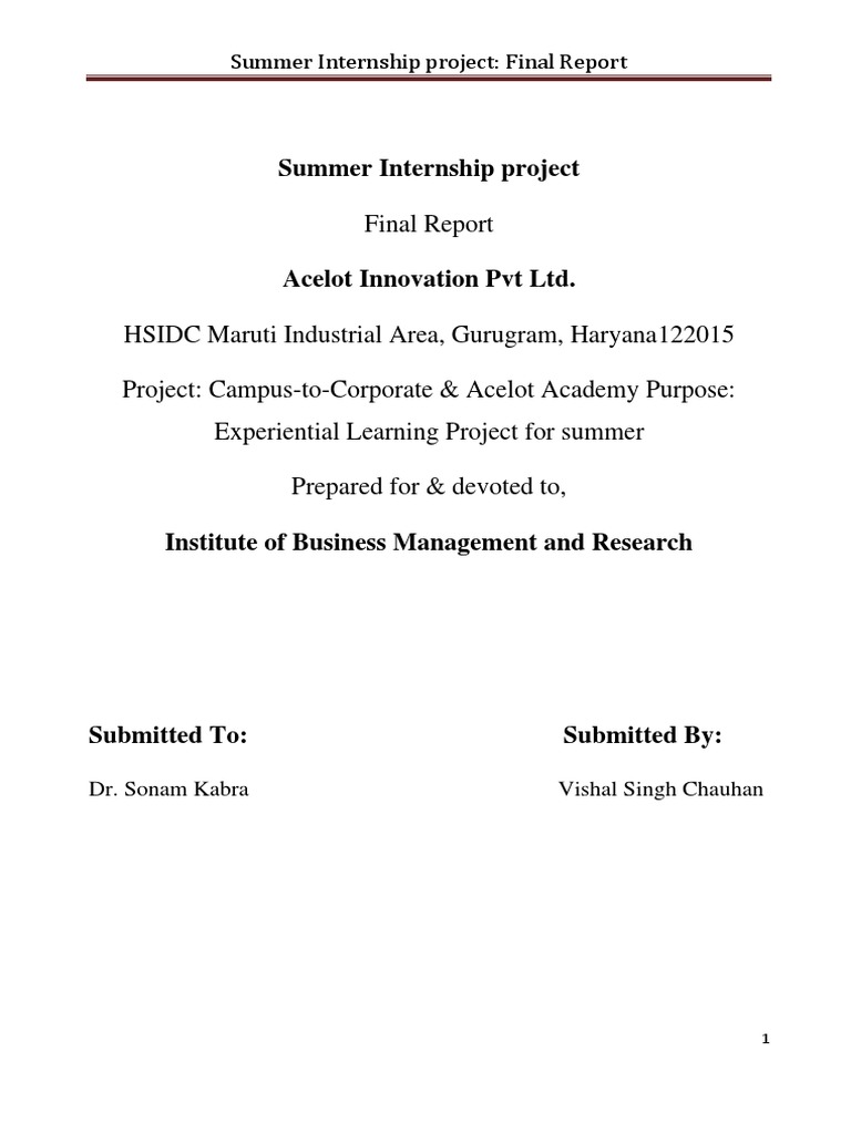 Summer Internship Project Report, Vishal Singh Chauhan | PDF | Survey ...