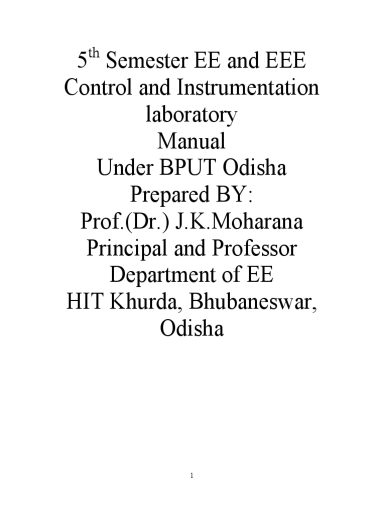 EE and EEE Control and Instrumentation Laboratory Manual | PDF ...