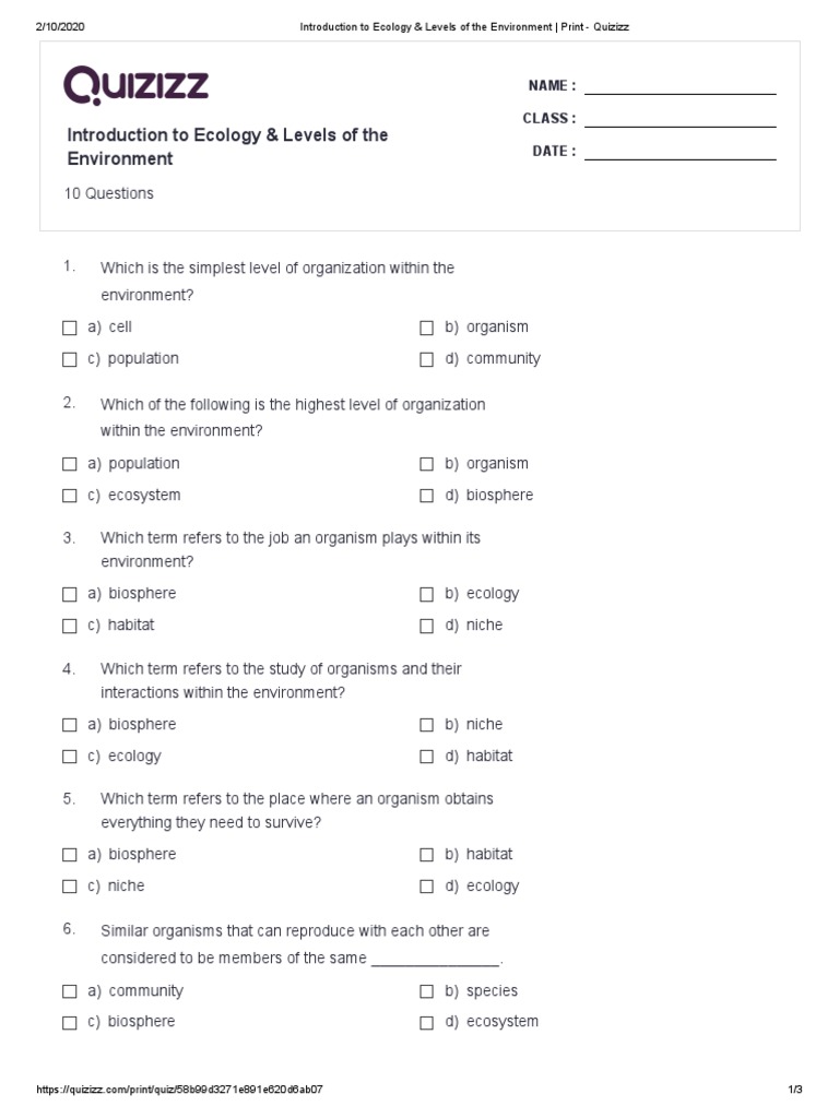 Ecological Organization Levels Explained | PDF | Ecological Niche | Ecology