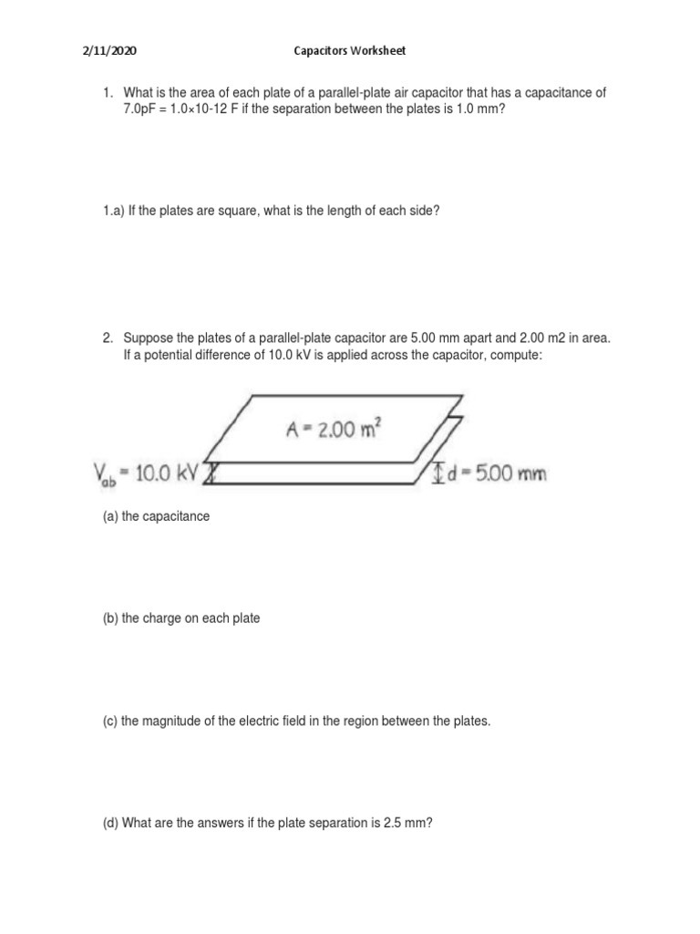 2/11/2020 Capacitors Worksheet | PDF | Teaching Methods & Materials ...