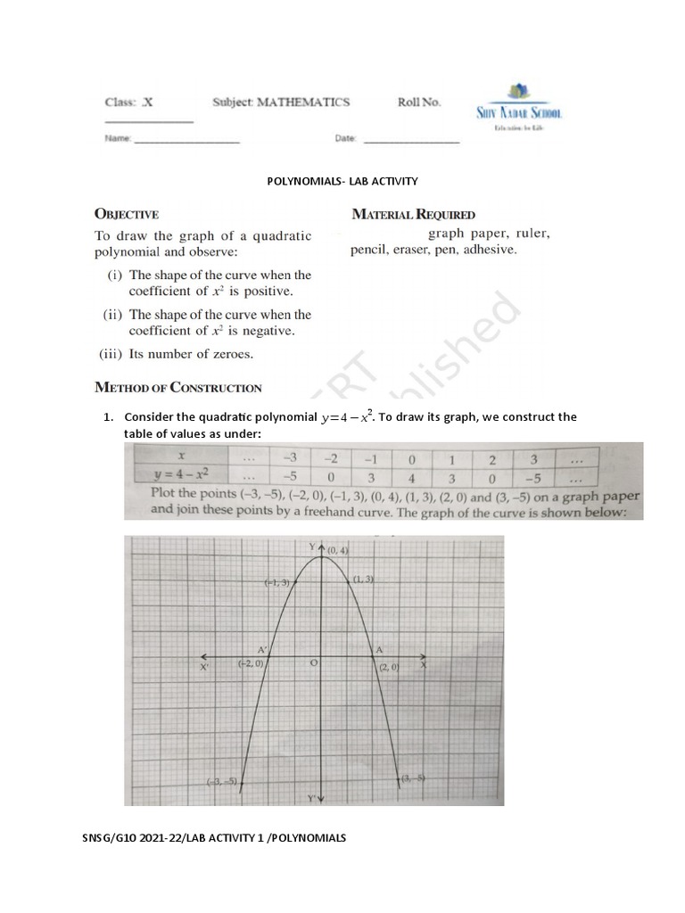 G10-Lab Activity 1 - Polynomials | PDF