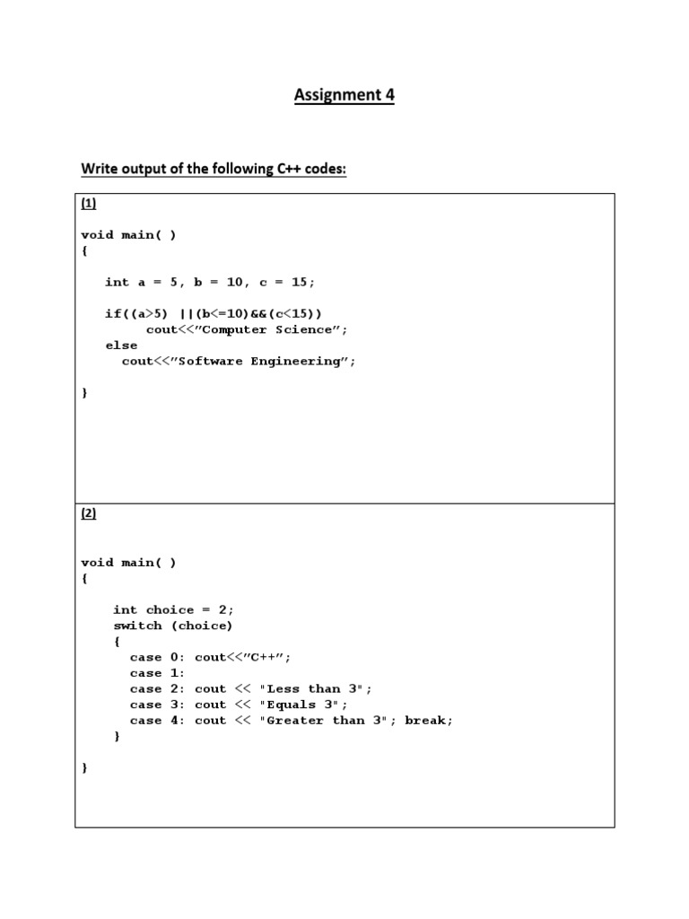 Assignment 4 Write Output Of The Following C Codes Pdf Models Of Computation Computer