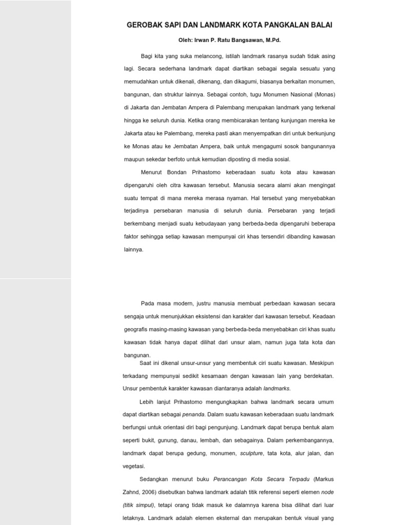 Gerobak Sapi Dan Landmark Kota Pangkalan Balai | PDF