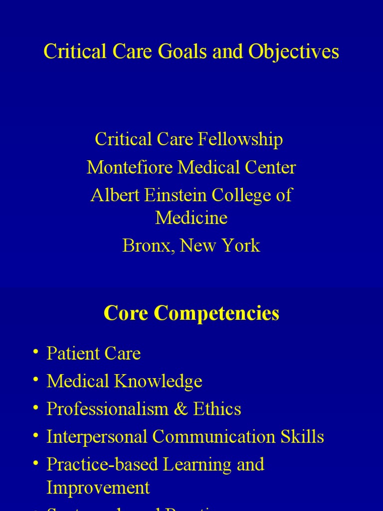 Critical Care Goals and Objectives | PDF | Intensive Care Unit ...