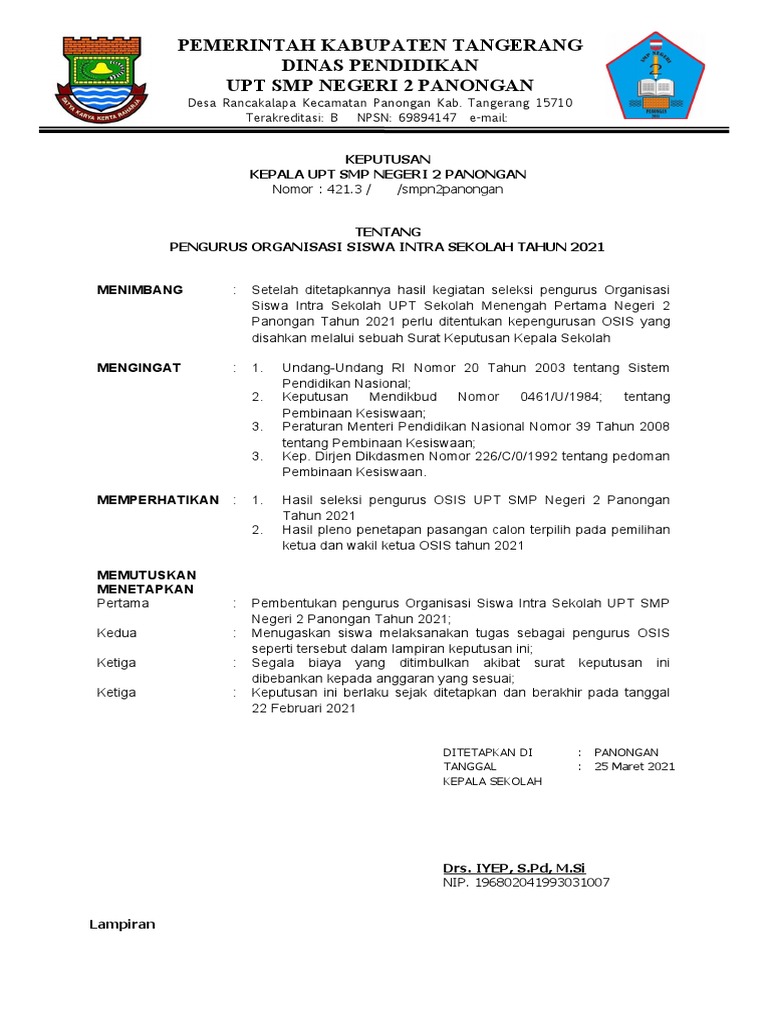 SK Pengurus Osis | PDF