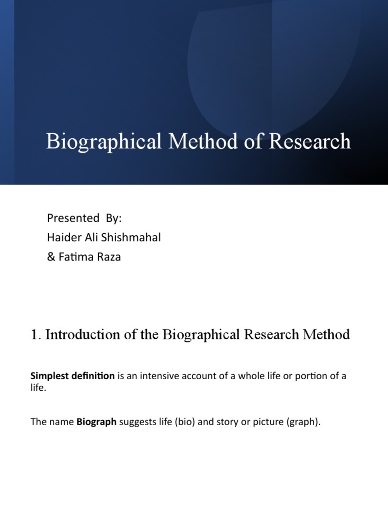 An Overview of the Biographical Research Method | PDF | Qualitative ...