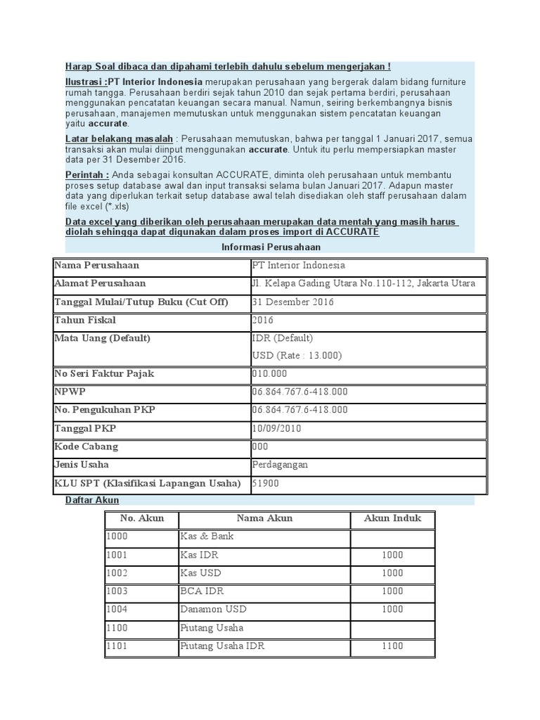 Master Data Perusahaan dan Akun | PDF