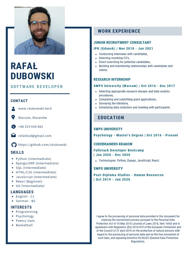 Rafal Dubowski CV | PDF | Computing | Computing And Information Technology