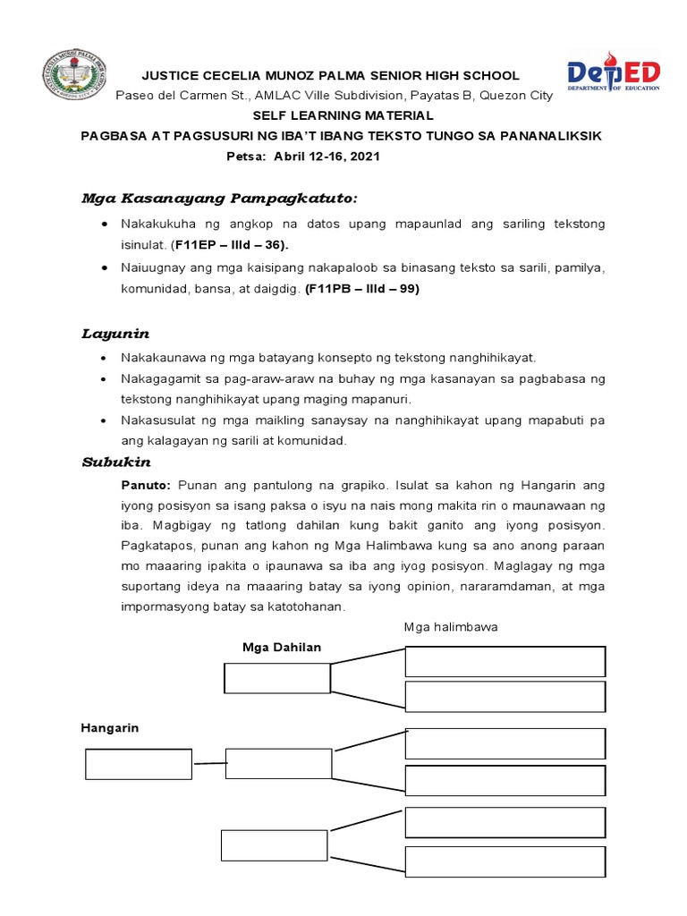 Grade 11 Pagbasa q3 Week4 | PDF