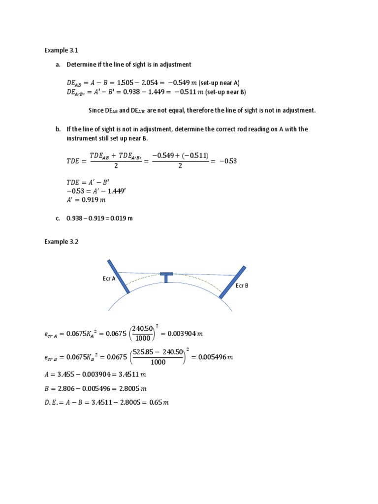 Measurement of Vertical Distances - Solutions To Examples | PDF ...