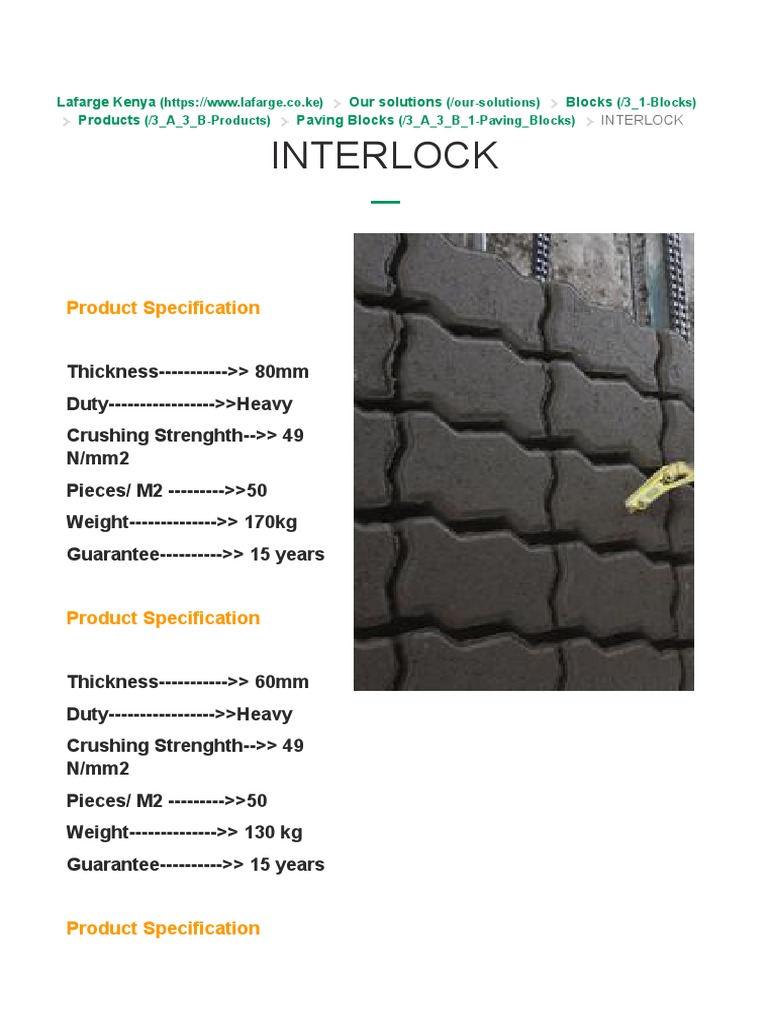 Interlocking Block Specifications Kenya | PDF