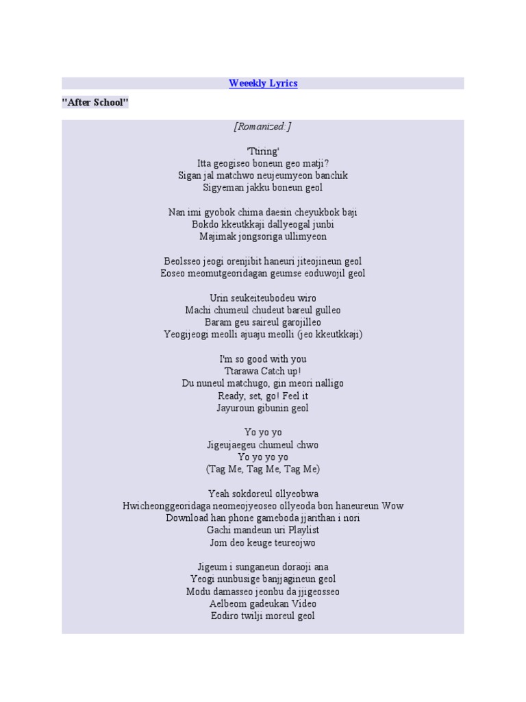 After School Lyrics | PDF