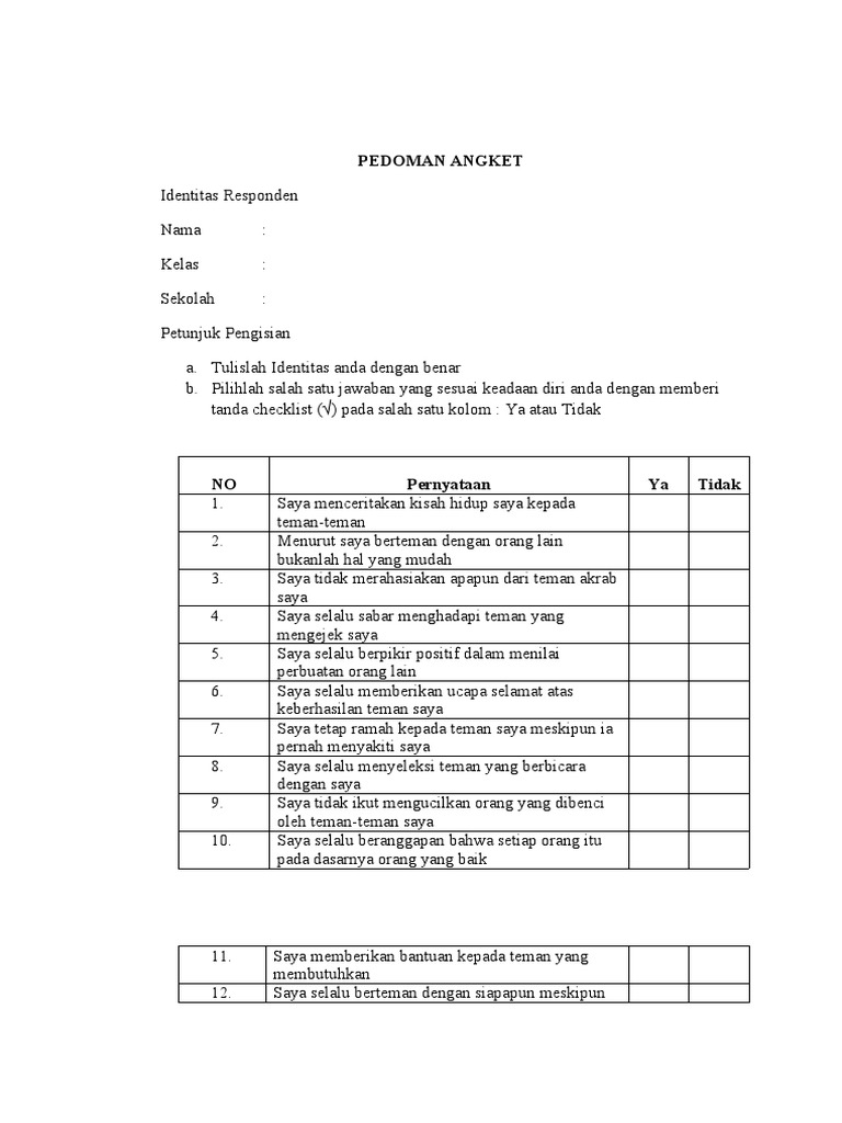 Pedoman Angket "Bimbingan Dan Konseling" | PDF