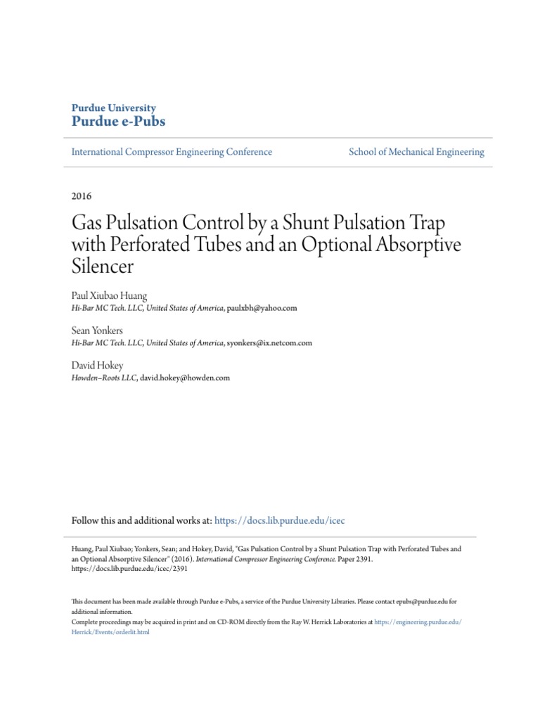 Gas Pulsation Control by A Shunt Pulsation Trap With Perforated T | PDF ...