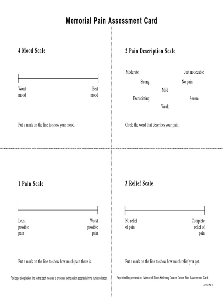 Pain Assessment Card Instructions | PDF | Pain | Emotions