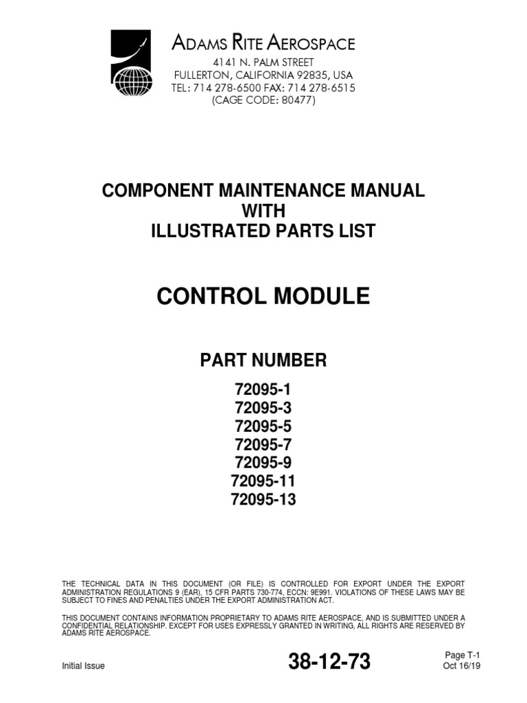 Control Module: Component Maintenance Manual With Illustrated Parts ...