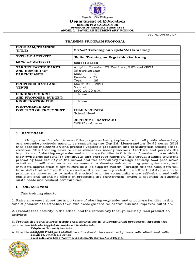 TPP - Angel L. Bawalan Elementary School 1 | PDF | Business